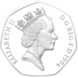Pre-Owned 1944-1994 UK D-Day Commemorative 50p Piedfort Proof Silver ...