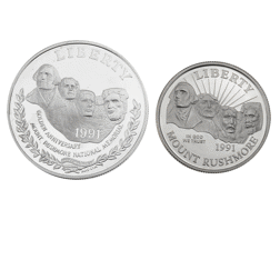 Pre-Owned 1991 USA Mount Rushmore 50th Anniversary Proof Silver Coin ...