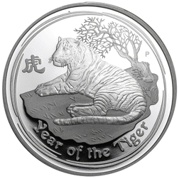 Pre-Owned 2010 Australian Lunar Tiger Series II 1oz Proof Silver Coin ...