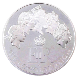 Pre-Owned 2015 UK The Longest Reigning Monarch 5oz Proof Silver Coin ...