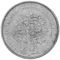 Pre-Owned 1931 German Berlin Mint 5 Reichsmark Silver Coin - VAT Free ...