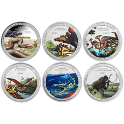 Pre-Owned Congo Prehistoric Life 1oz Colourised Silver 12-Coin Set ...