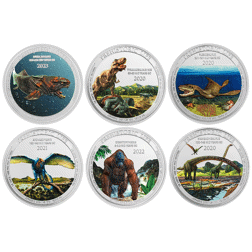 Pre-Owned Congo Prehistoric Life 1oz Colourised Silver 12-Coin Set ...