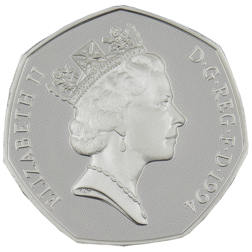 Pre-Owned 1944-1994 UK Proof 50p D-Day Commemorative Silver Coin - VAT ...