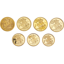 Pre-Owned UK Royal Portrait Sovereign 7 Gold Coin Collection | Out Of ...
