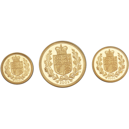 Pre-Owned 2002 UK Queens Golden Jubilee Proof Full Half & £2 Gold Coin ...