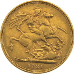 Pre-Owned 1881 Melbourne Mint Victoria Young Head Full Sovereign Gold ...