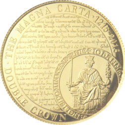 Pre-Owned 2015 Tristan da Cunha Magna Carta Double Crown 9ct Gold Proof ...