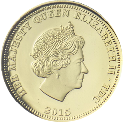 Pre-Owned 2015 Tristan da Cunha Magna Carta Double Crown 9ct Gold Proof ...