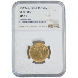 Pre-Owned 1875 Melbourne Mint Victoria Young Head Full Sovereign Gold ...