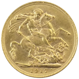 Pre-Owned 1917 Melbourne Mint George V Full Sovereign Gold Coin | Out ...