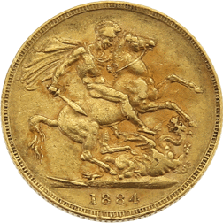 Pre-Owned 1884 Melbourne Mint Victoria Young Head Full Sovereign Gold ...