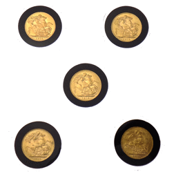 Pre-Owned 1914-1918 UK WW1 Full Sovereign Gold 5-Coin Set | Out Of ...
