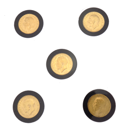 Pre-Owned 1914-1918 UK WW1 Full Sovereign Gold 5-Coin Set | Out Of ...