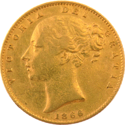 Pre-Owned 1866 DN.51 Victorian 'Shield' Full Sovereign Gold Coin | Out ...