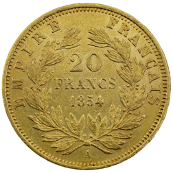 Pre-Owned 1854 French Napoleon III Wreath 20 Franc Gold Coin | Out Of ...