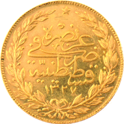 Pre-Owned 1909 Mehmed V Turkish 100 Kurush Gold Coin | Out Of Stock ...