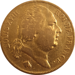 Pre-Owned 1824 French 20 Francs Louis XVIII Gold Coin | Out Of Stock | Atkinsons Bullion