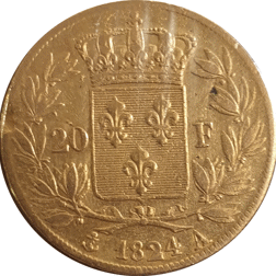 Pre-Owned 1824 French 20 Francs Louis XVIII Gold Coin | Out Of Stock | Atkinsons Bullion