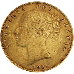 Pre-Owned 1866 London Mint Victorian 'Shield' D.N 58 Full Sovereign ...