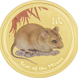 Pre-Owned 2008 Australian Lunar Mouse Colourised 1/2oz Gold Coin | Out ...