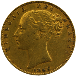 Pre-Owned 1866 London Mint DN.52 Victorian 'Shield' Full Sovereign Gold ...