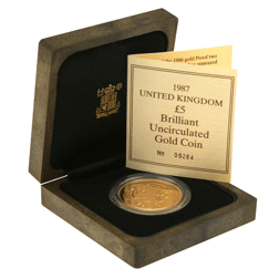 Pre-Owned 1987 UK Quintuple Sovereign Brilliant Uncirculated Gold Coin ...