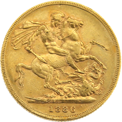 Pre-Owned 1886 - Melbourne Mint Victoria Young Head Full Sovereign Gold ...
