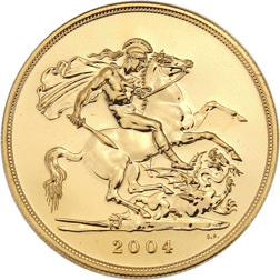 Pre-Owned 2004 UK Brilliant Uncirculated Quintuple Sovereign Gold Coin ...