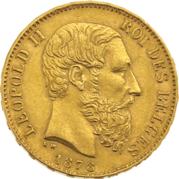 Pre-Owned 1878 Belgian Leopold II 20 Franc Gold Coin | Out Of Stock ...