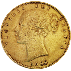 Pre-Owned 1866 London Mint DN.18 Victorian "Shield" Full Sovereign Gold ...