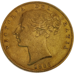 Pre-Owned 1866 London Mint DN.57 Victorian "Shield" Full Sovereign Gold ...