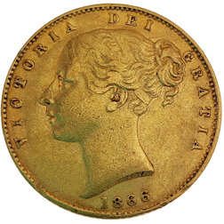 Pre-Owned 1866 London Mint DN.63 Victorian "Shield" Full Sovereign Gold ...