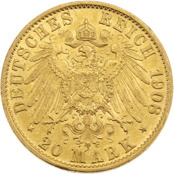 Pre-Owned 1908 German Wilhelm II 20 Mark Gold Coin | Out Of Stock ...