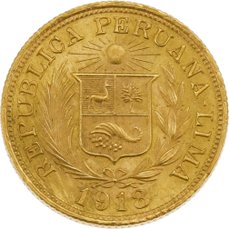 Pre-Owned 1918 Peru 1 Libra Gold Coin | Out Of Stock | Atkinsons Bullion