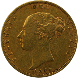 Pre-Owned 1874 London Mint DN.12 Victorian 'Shield' Half Sovereign Gold ...