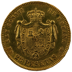Pre-Owned 1881 Spain Alfonso XII 25 Pesetas Gold Coin | Pre-Owned ...