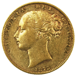 Pre-Owned 1872 London Mint DN.51 Victorian 'Shield' Full Sovereign Gold ...
