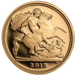 Pre-Owned 2015 UK Quarter Sovereign Proof Gold Coin - Damaged Outer Box ...