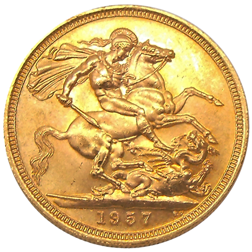 Pre-Owned 1957 UK Elizabeth II Full Sovereign Gold Coin | Out Of Stock ...