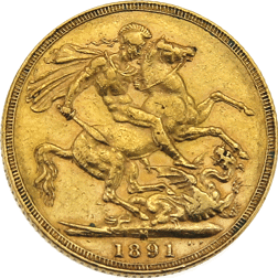 Pre-Owned 1891 Melbourne Mint 'Jubilee Head' Full Sovereign Gold Coin ...