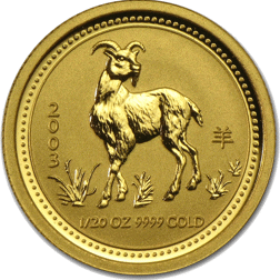 Pre-Owned 2003 Australian Lunar Goat 1/20oz Gold Coin | Out Of Stock ...