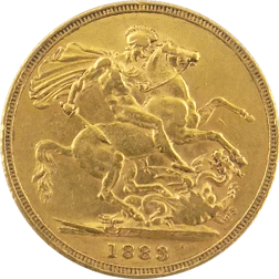 Pre-Owned 1883 London Mint Victoria Young Head Full Sovereign Gold Coin ...