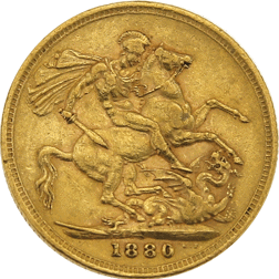 Pre-Owned 1880 Melbourne Mint Victoria Young Head Full Sovereign Gold ...