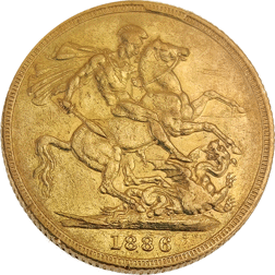 Pre-Owned 1886 Sydney Mint Victoria Young Head Full Sovereign Gold Coin ...