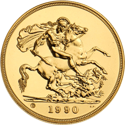 Pre-Owned 1990 UK Brilliant Uncirculated Quintuple Sovereign Gold Coin ...