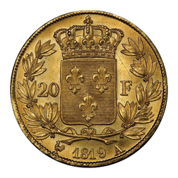 Pre-Owned 1819 French 20 Franc Louis XVIII Gold Coin | Out Of Stock | Atkinsons Bullion