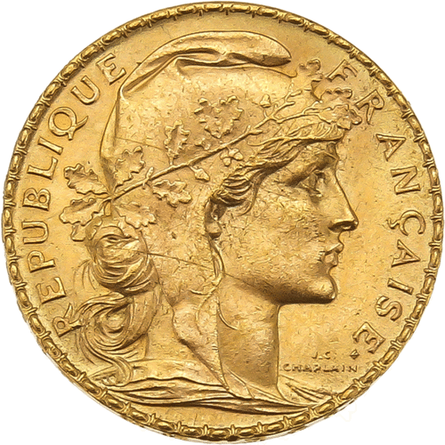 Atkinsons Bullion: Pre-Owned 1908 French 20 Franc 'Rooster' Gold Coin ...