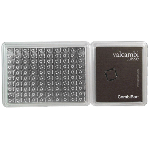 Valcambi 100 x 1g Silver CombiBar | 100g Silver Bars | Atkinsons Bullion