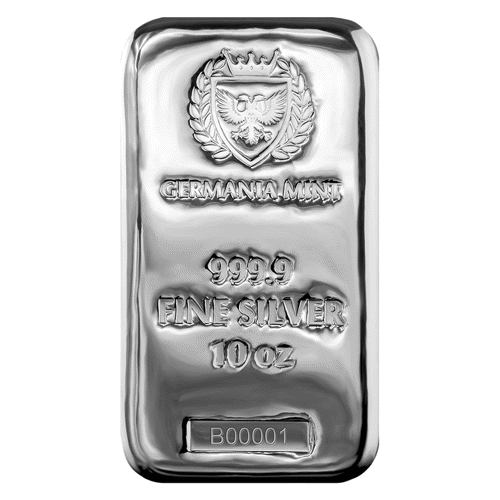 Germania Mint 10oz Cast Silver Bar | 10oz Silver Bars | Atkinsons Bullion